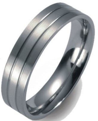 Titanium Triple Row 8.0mm Band with Palladium Centre - Brushed Finish ...
